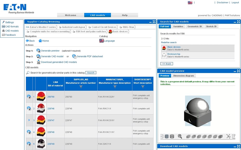 3D CAD Download Portal from Eaton Offers Impressive Search Functions ...
